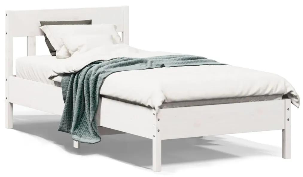 Rám postele s čelem bílý 75 x 190 cm masivní borovice,  842679