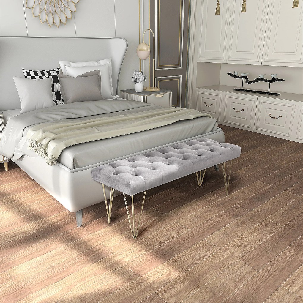 HOMCOM Lavice do předsíně Lavice na boty se sametovým potahem Sametově šedá 116x44,5x49cm ideální do předsíně a chodby | Aosom.de