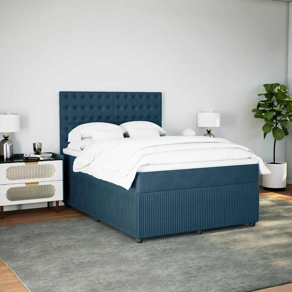 Box spring postel s matrací tmavě modrá 140x200 cm samet 3292374