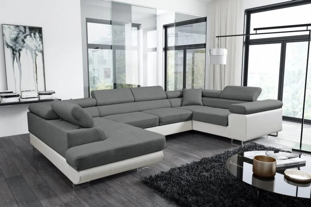 SOB FURNITURE Sedací souprava ve tvaru U ANTOŚ BIS - Bílá / šedá