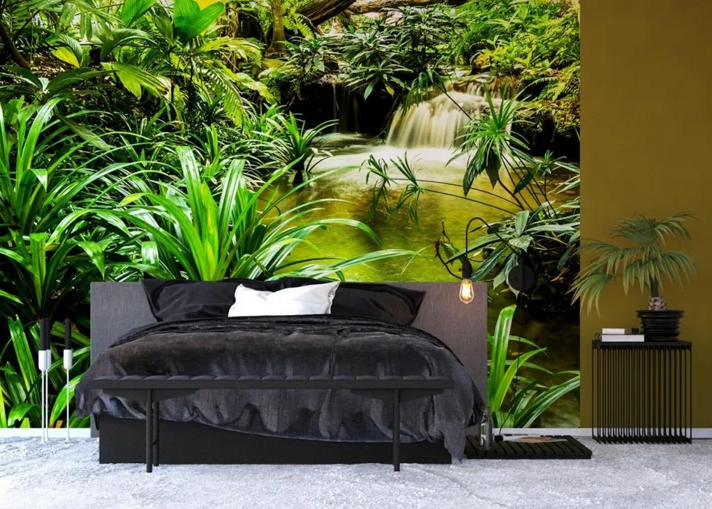 FTN XXL 2491 AG Design vliesová fototapeta 4-dílná - Jungle waterfall lagoon, velikost 360 x 270 cm