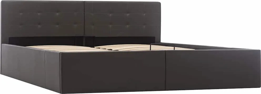 Rám postele s úložným prostorem šedý umělá kůže 160 x 200 cm 285526