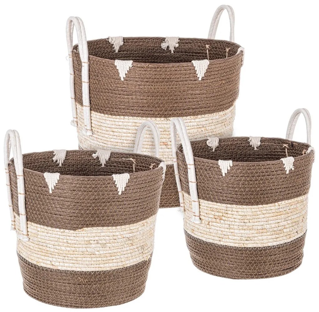 BIZZOTTO set 3 hnědých odkládacích košů THELMA L 0411288