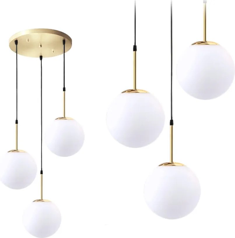 Toolight - Závěsná lampa 3xE27, zlatá-bílá, OSW-08193