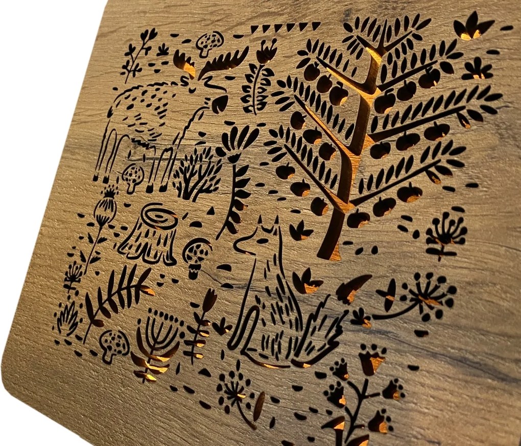 Li-Go "Les s liškou" lampa 19x19 cm provedení povrchu: bříza