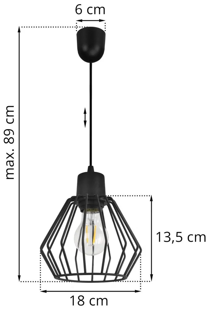 Závěsné svítidlo NUVOLA 2, 1x černé drátěné stínítko, LP