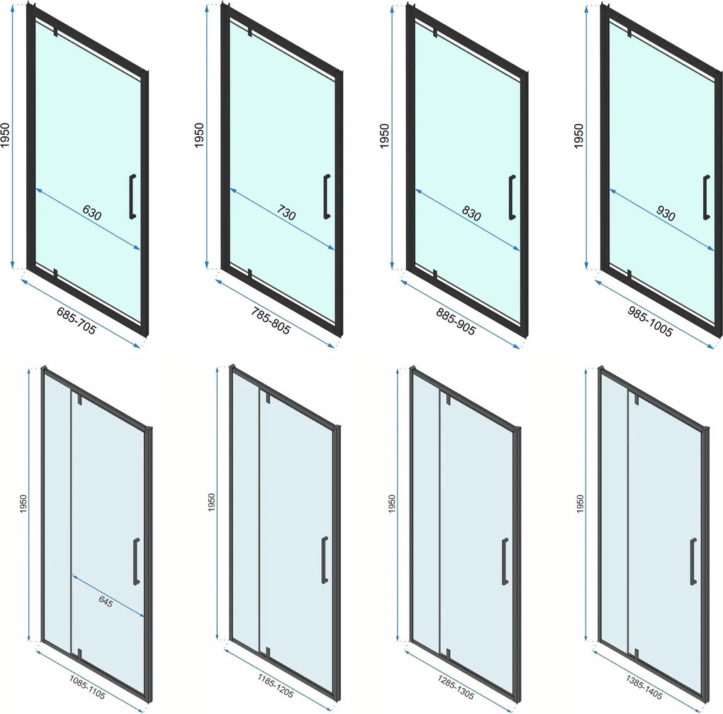 Rea Rapid Swing, rohový sprchový kout 90 (dveře) x 100 (stěna) x 195 cm, 6mm čiré sklo, černý profil, KPL-009927