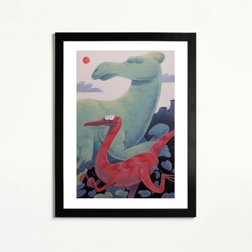 Slakinglizard | Pravěk Rám: Černý, Velikost: 70 x 50 cm