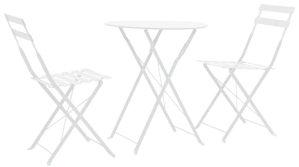 vidaXL 3dílný bistro set ocelový bílý