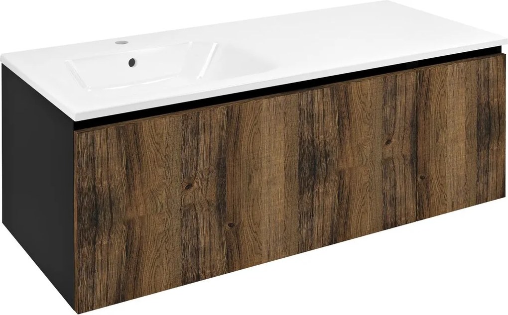 Sapho Sapho, LOREA skříňka 120x46x51, 5cm (90+30cm), levá, dub collingwood/černá matná, LE090-1935-L-03