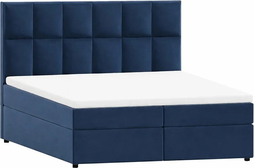 Tmavě modrá boxspring postel s úložným prostorem 160x200 cm Flip – Ropez
