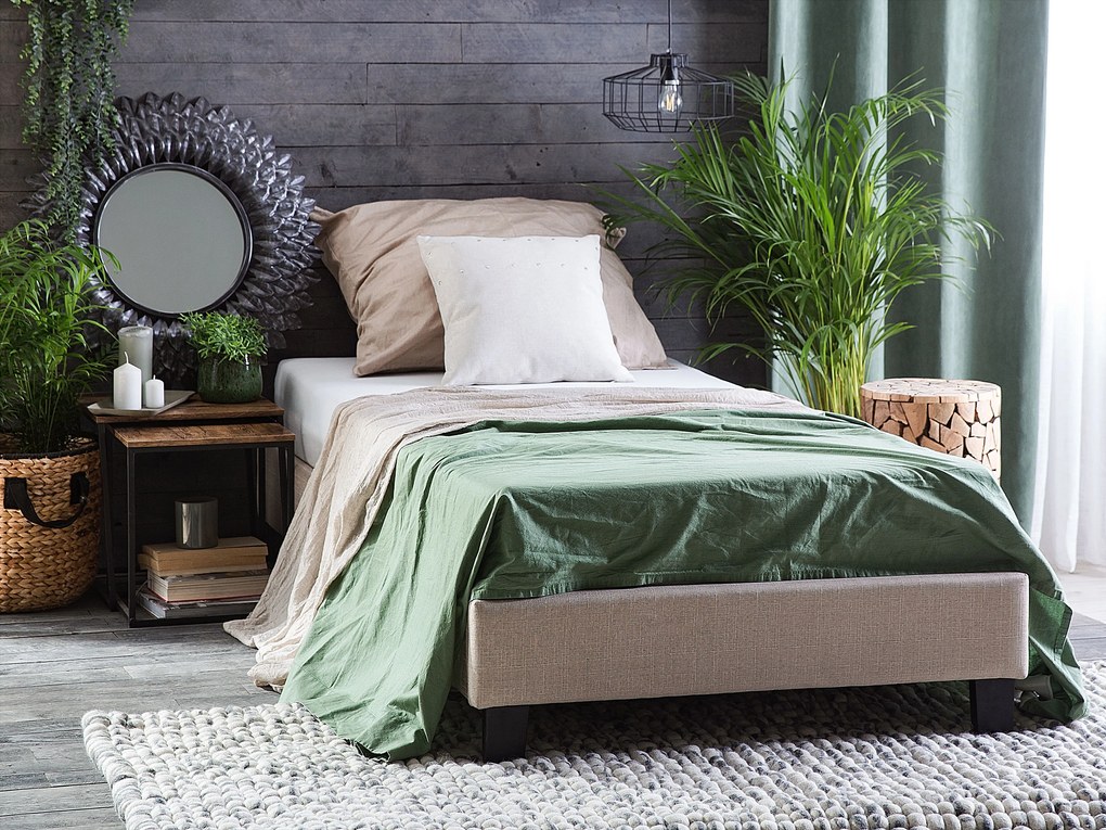 Béžová čalouněná postel 90x200 cm ROANNE Beliani