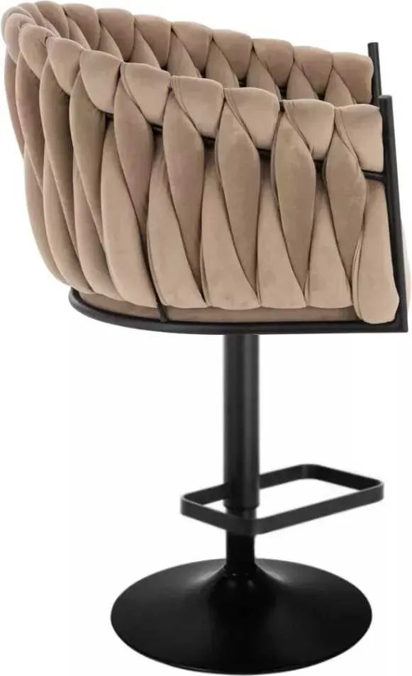 LuxuryForm DESIGN Barová židle NORDEN VELUR na černé kulaté podstavě - latte