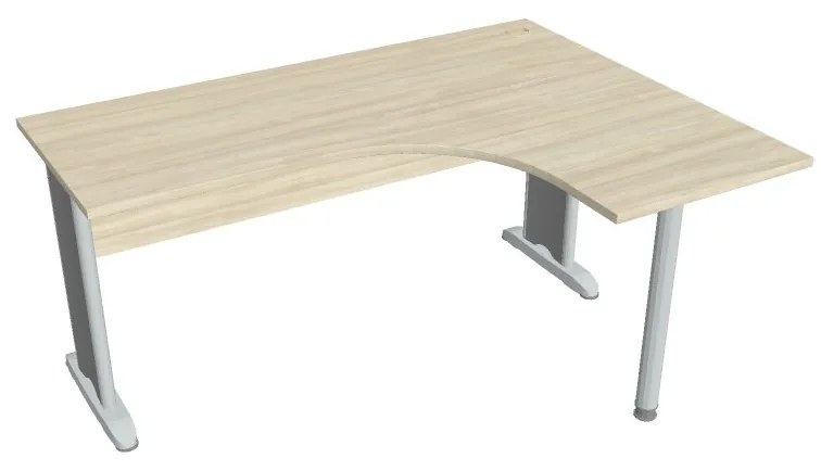 Stůl ergo oblouk levý 160×120/60 cm - Hobis Cross CE 60 L Dekor stolové desky: akát, Dekor lamino podnože: akát, Barva nohou: Stříbrná