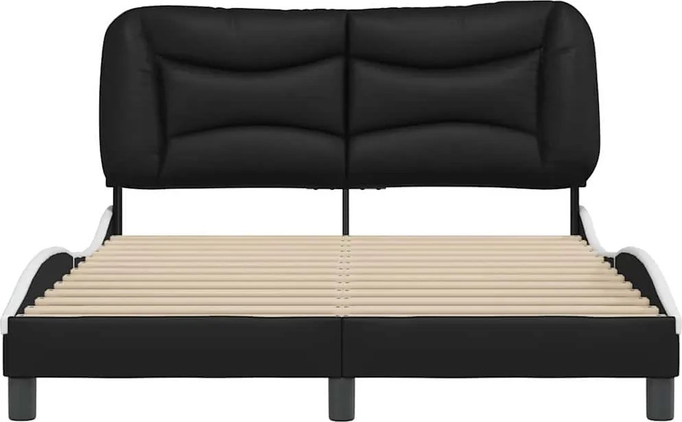 Rám postele bez matrace Hvar černý a bílý 140 x 200 cm umělá kůže 3208007