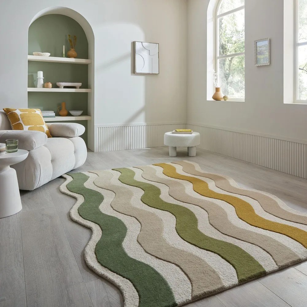 Zelený/v přírodní barvě ručně tkaný vlněný koberec 160x230 cm Cascade Wool – Flair Rugs