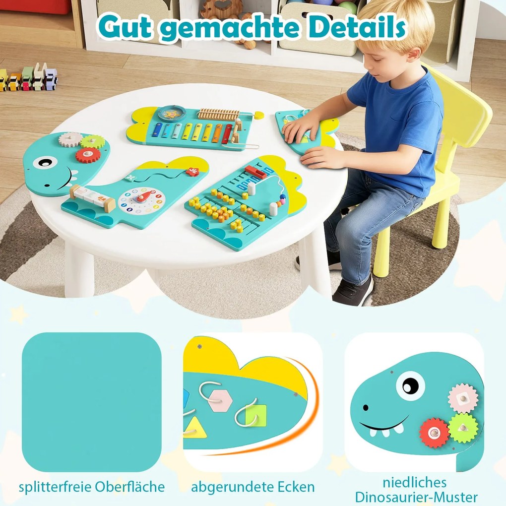 Costway Dinosaur Activity Wall pro batolata 11-in-1 Montessori dřevěná