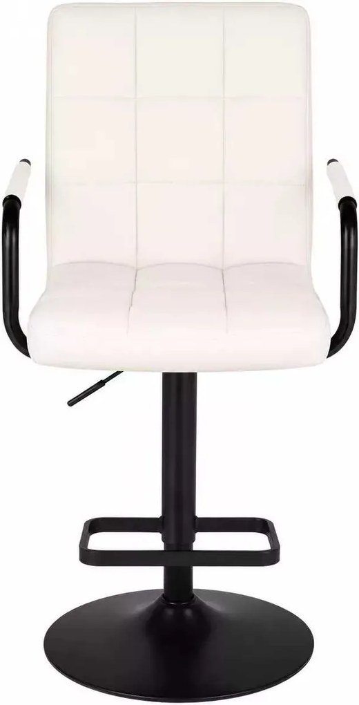 LuxuryForm DESIGN Barová židle VERONA BLACK na černé kulaté podstavě - bílá