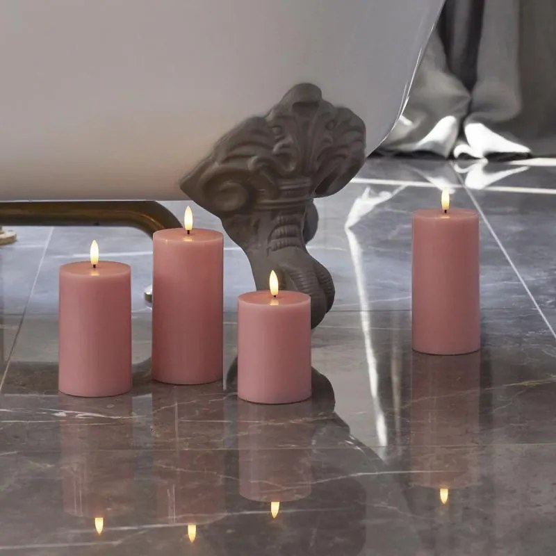 Sada LED čajové svíčky na baterie Sille Tealight, Ø 6 × 3,4 cm, jemně růžová, z pravého vosku, balení 2 ks