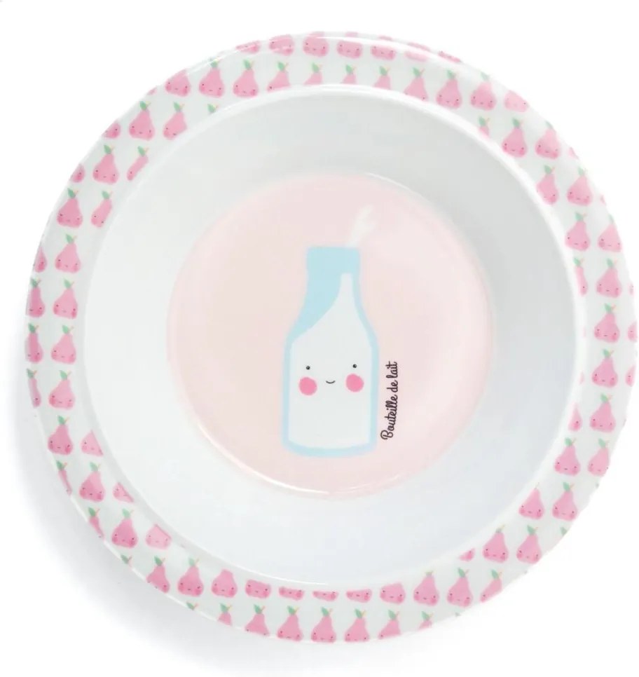 EEF lillemor Dětská melaminová miska Petit déjeuner Pink, růžová barva, melamin