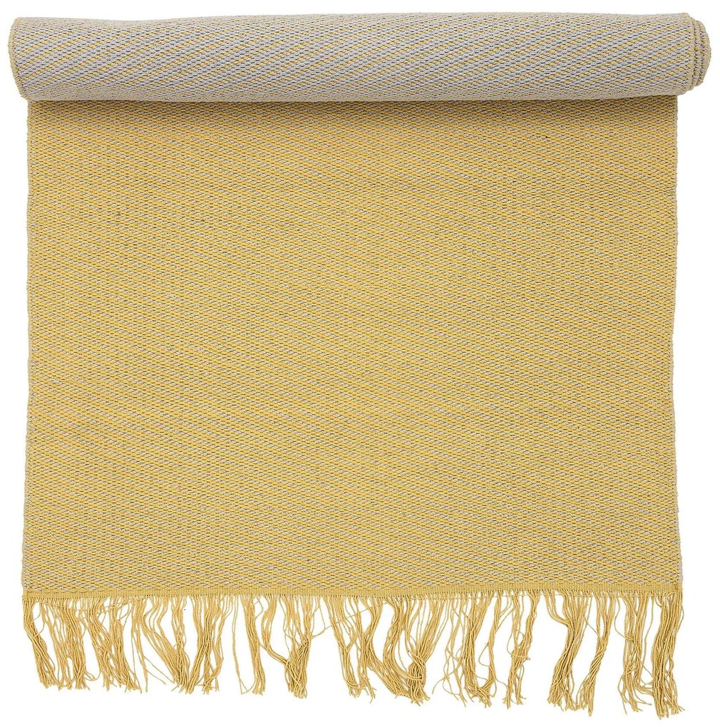 Bloomingville Bavlněný koberec Yellow Rug 240 x 70 cm, žlutá barva, textil