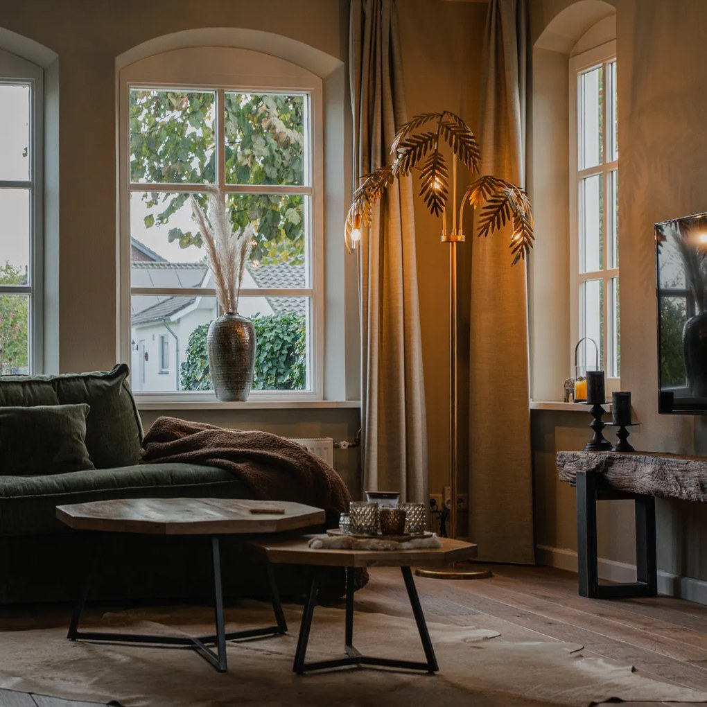 Chytrá stojací lampa zlatá 193 cm 3-světla vč. 3 Wifi P45 - Botanica