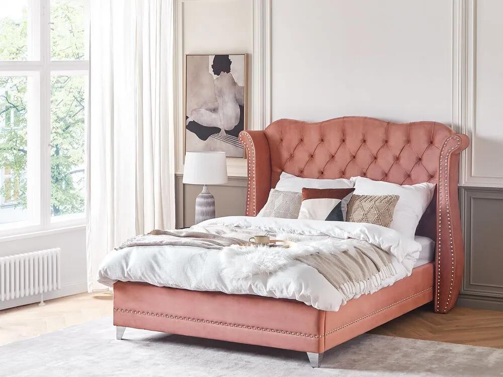 Manželská postel 140 cm Aidan (růžová) (s roštem). 1077846