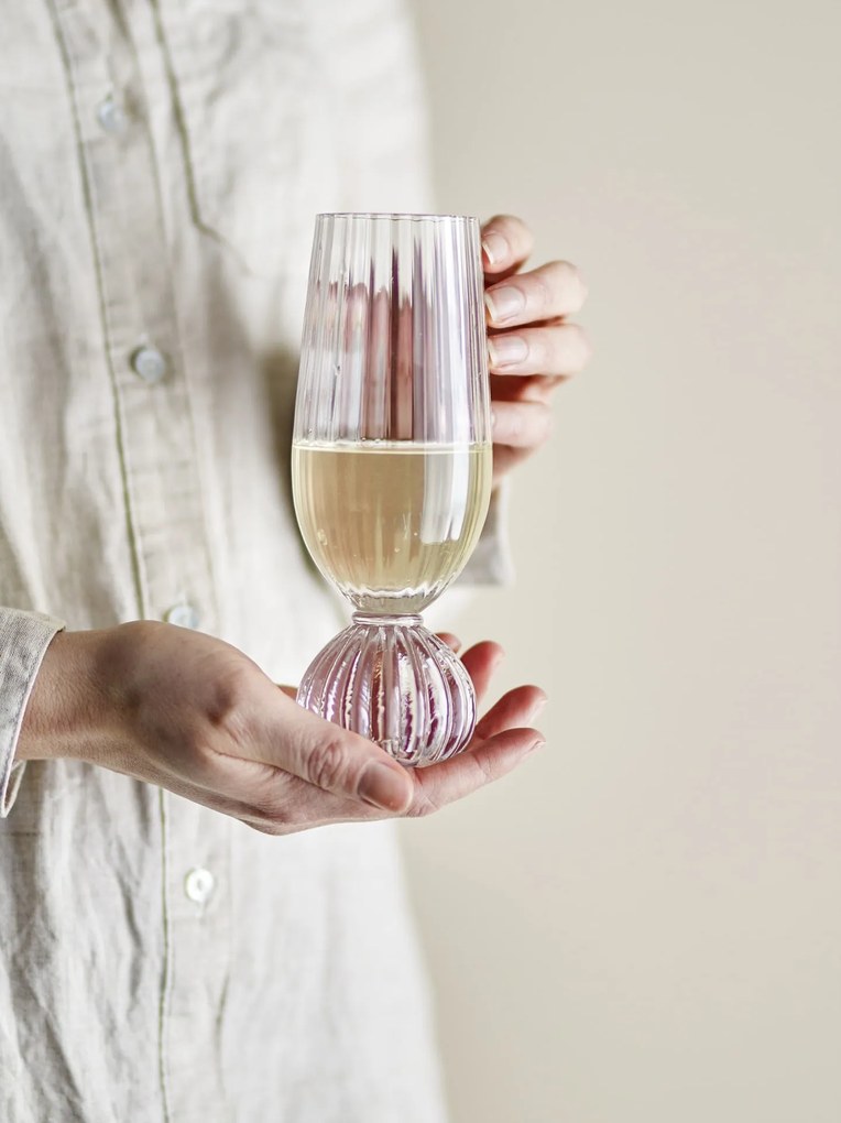 Bloomingville Vysoká sklenička Taurin Champagne 250 ml, čirá barva, sklo