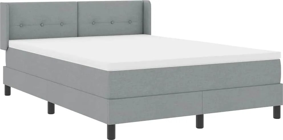 Postel s boxspringem s čelo Světle šedá 200 x 140 cm textil 3341104