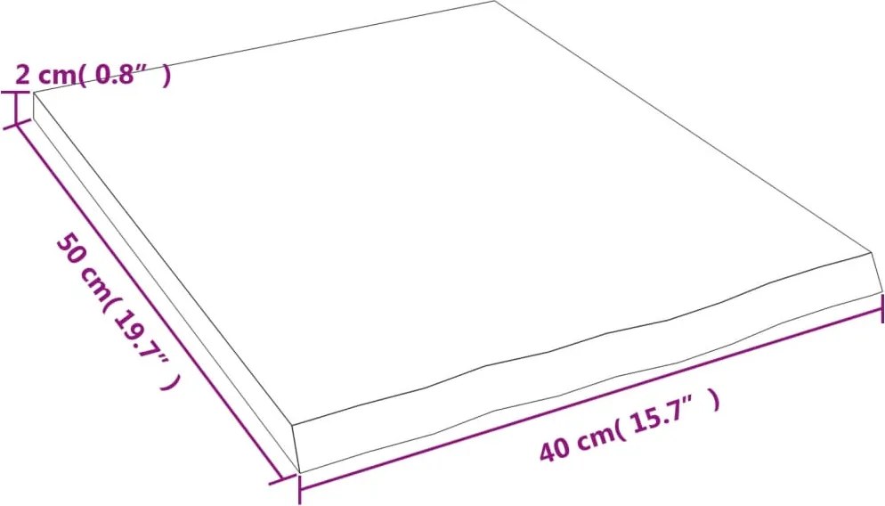 Koupelnová deska světle hnědá 40 x 50 x 2 cm ošetřený masiv 3156095