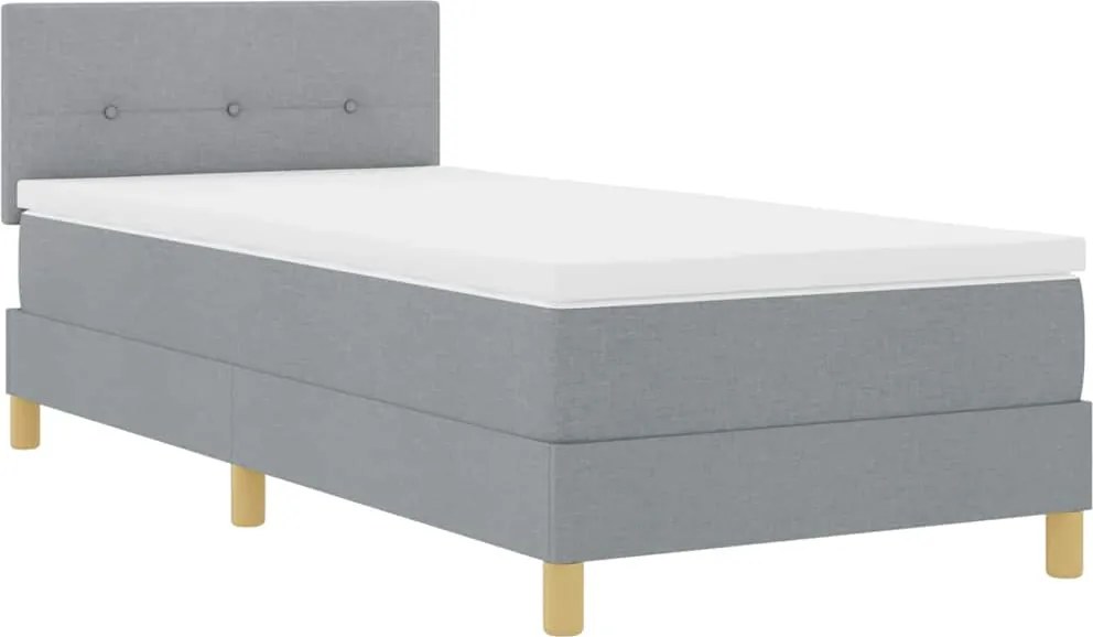 Postel s boxspringem s čelo Světle šedá 100 x 200 cm textil 3338895