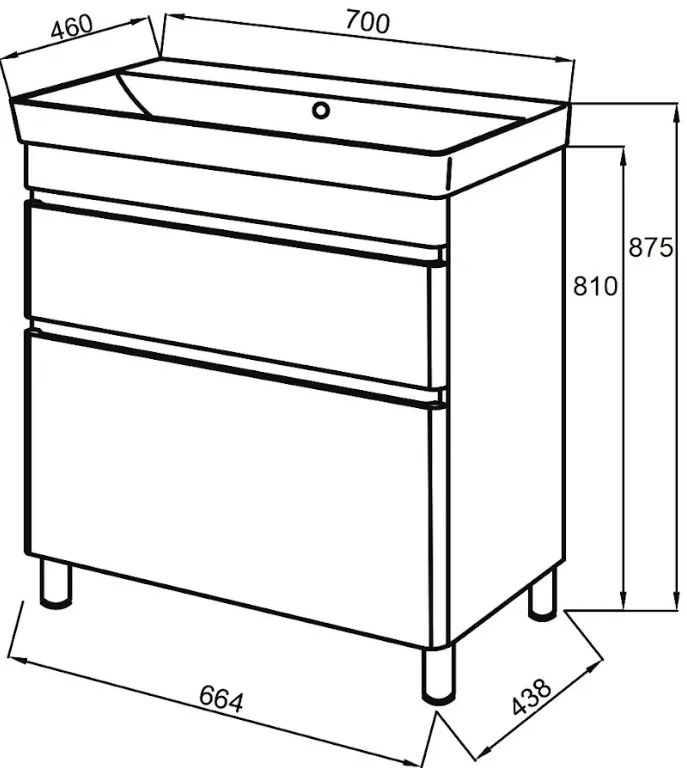 Lavedo Vivace Mokko 70 koupelnová skříňka s umyvadlem