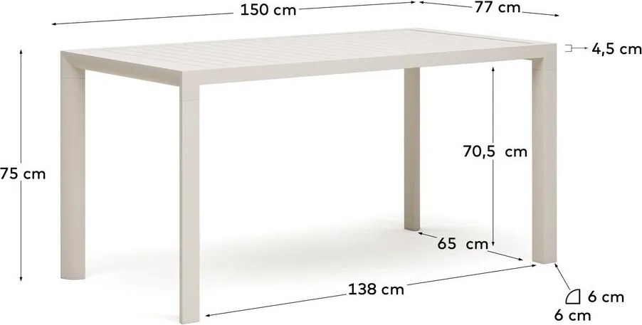 Hliníkový zahradní jídelní stůl 77x150 cm Culip – Kave Home