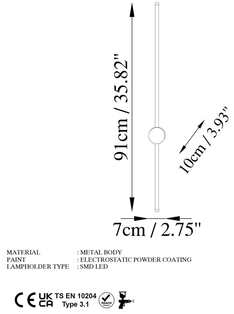 Opviq Nástěnné svítidlo Sword - 13487, Zlatá