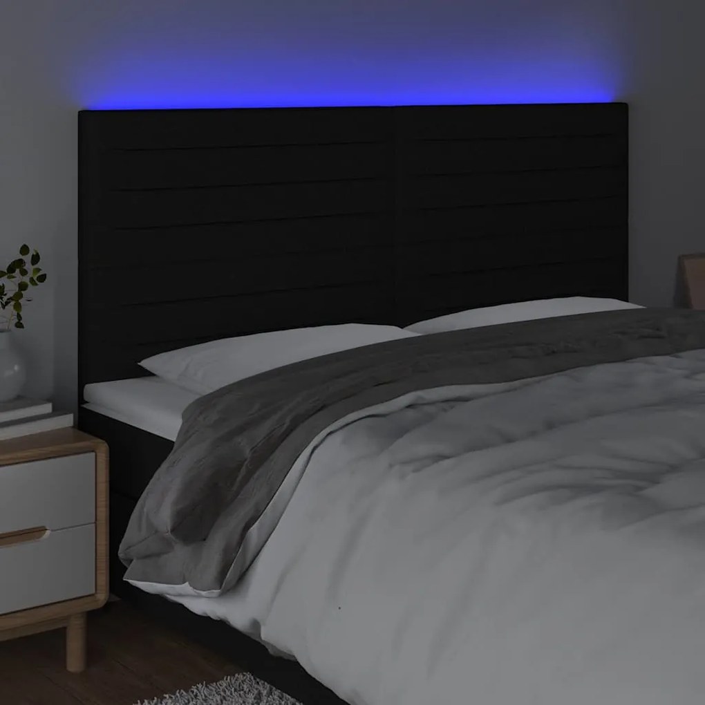 Čelo postele s LED černé 160x5x118/128 cm textil 3122572