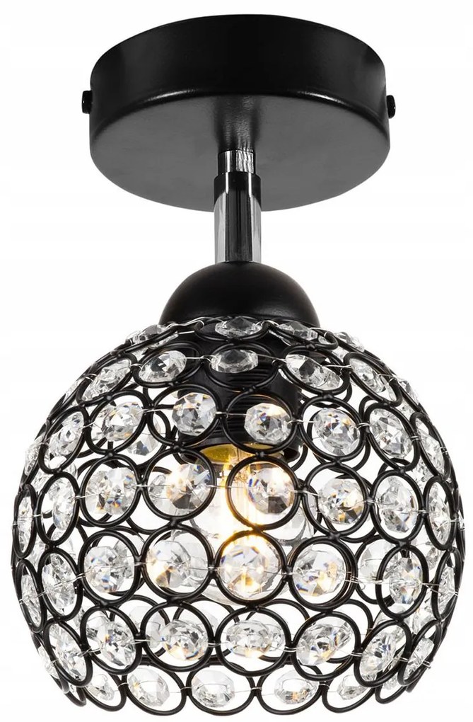 Bodové svítidlo Crystal, 1x černé křišťálové stínítko, (možnost polohování)