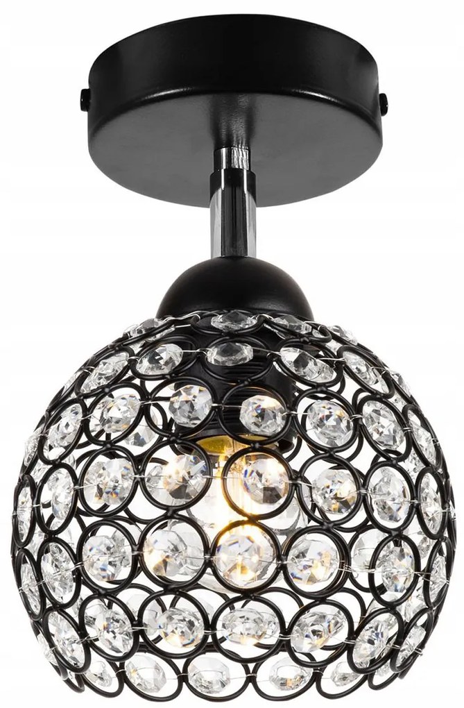 Bodové svítidlo Crystal, 1x černé křišťálové stínítko, (možnost polohování)
