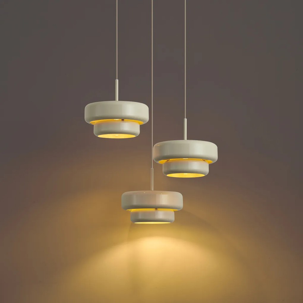 Retro závěsná lampa béžová se 3 kovovými stínidly - Ophelia