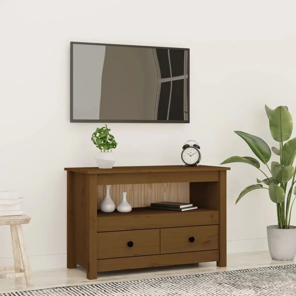 Tv Skříňka Medově Hnědá 79 X 35 X 52 Cm Masivní Borové Dřevo medová hnědá
