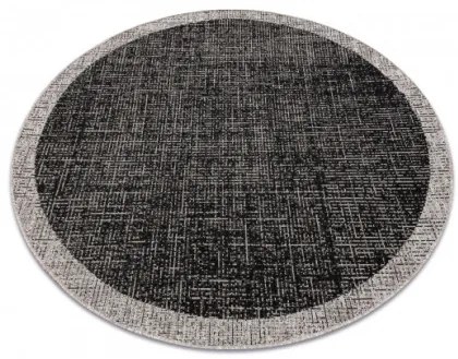 Koberec SIZAL FLOORLUX kruh 20401 Ramka černý / stříbrný