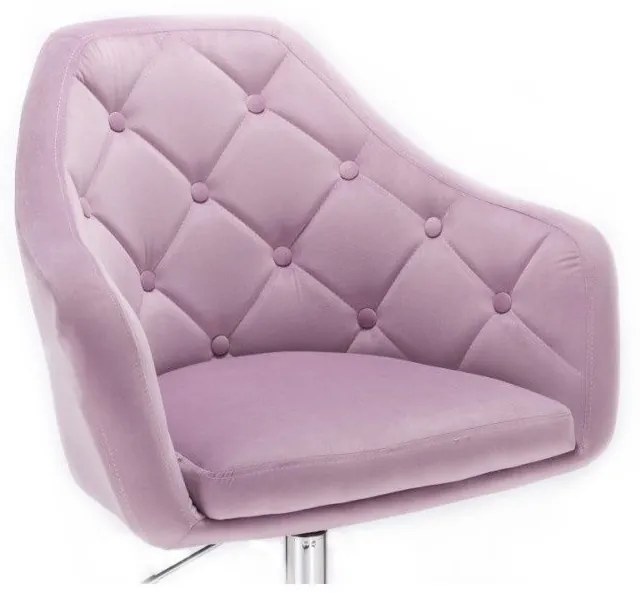 LuxuryForm DESIGN Otočné křeslo ANDORA VELUR na stříbrném talíři - levandule