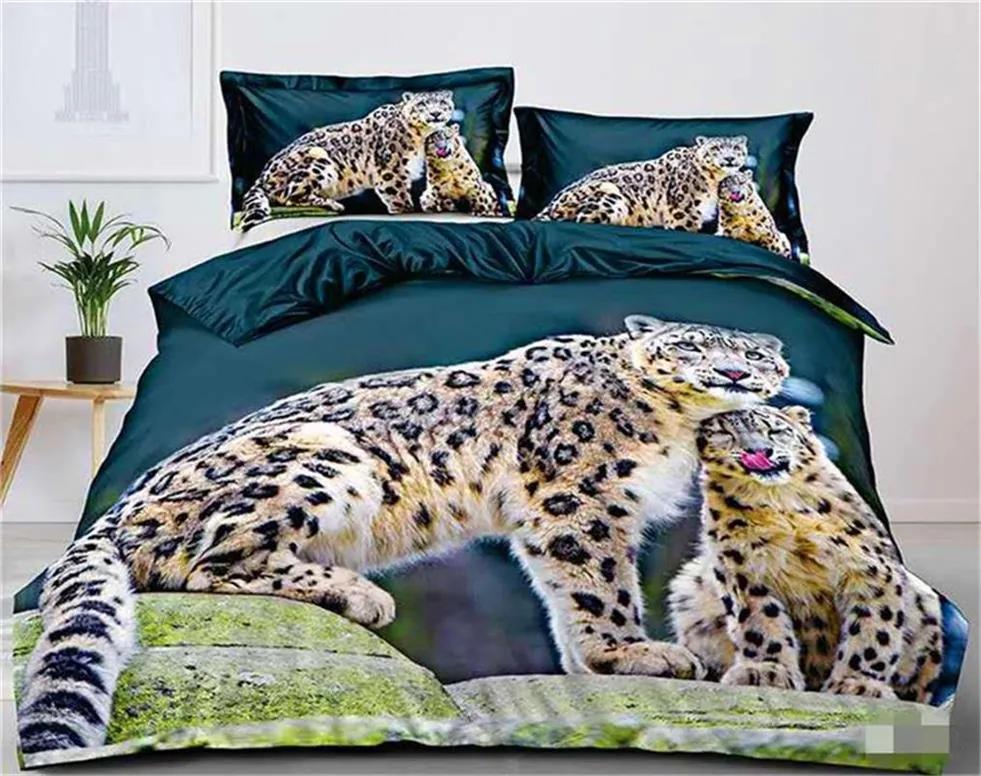 Bavlissimo 2-dílné povlečení leopardi 3D zelená 140x200 na jednu postel