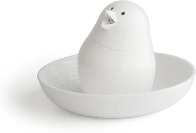 Bílý set stojánku na vajíčko s miskou Qualy&CO Jib-Jib Shaker