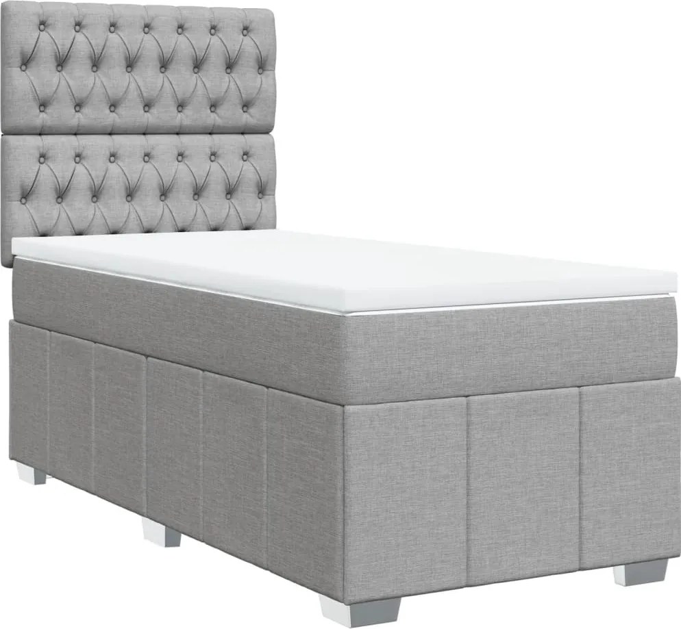 Box spring postel s matrací světle šedý 100 x 200 cm textil 3291586