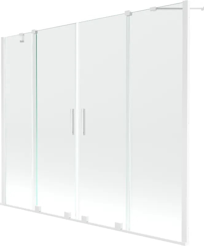 Mexen Velar Duo, 2-křídlová posuvná vanová zástěna 180 x 150 cm, 8mm čiré sklo, bílý profil, 896-180-000-02-20