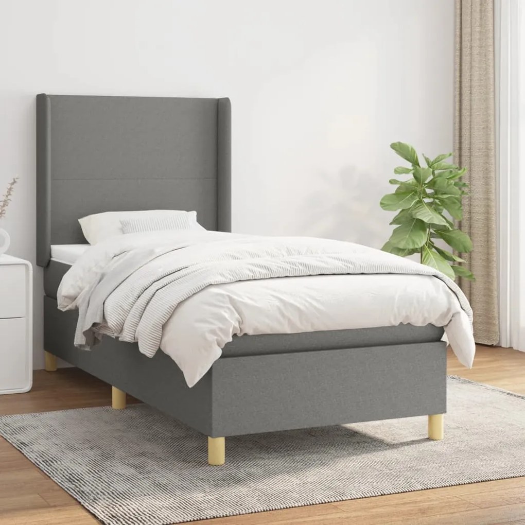 Box spring postel s matrací tmavě šedá 90x190 cm textil 3131794