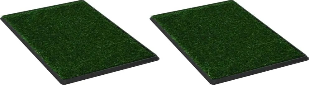 vidaXL Toalety pro psy 2 ks s nádobou a umělou trávou zelené 76x51x3cm [170770]