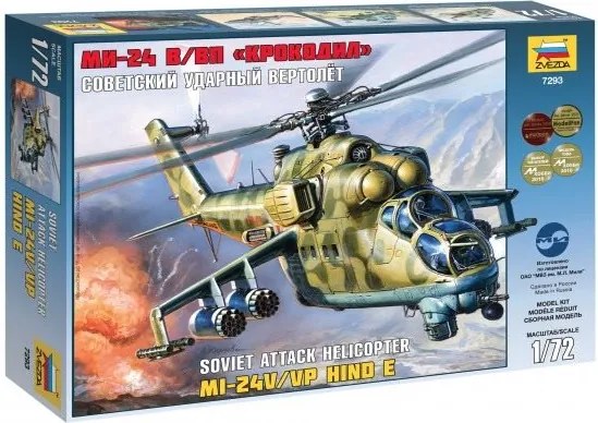 Plastikový model model kit vrtulník 7293 - mil mi-24v/vp hind e