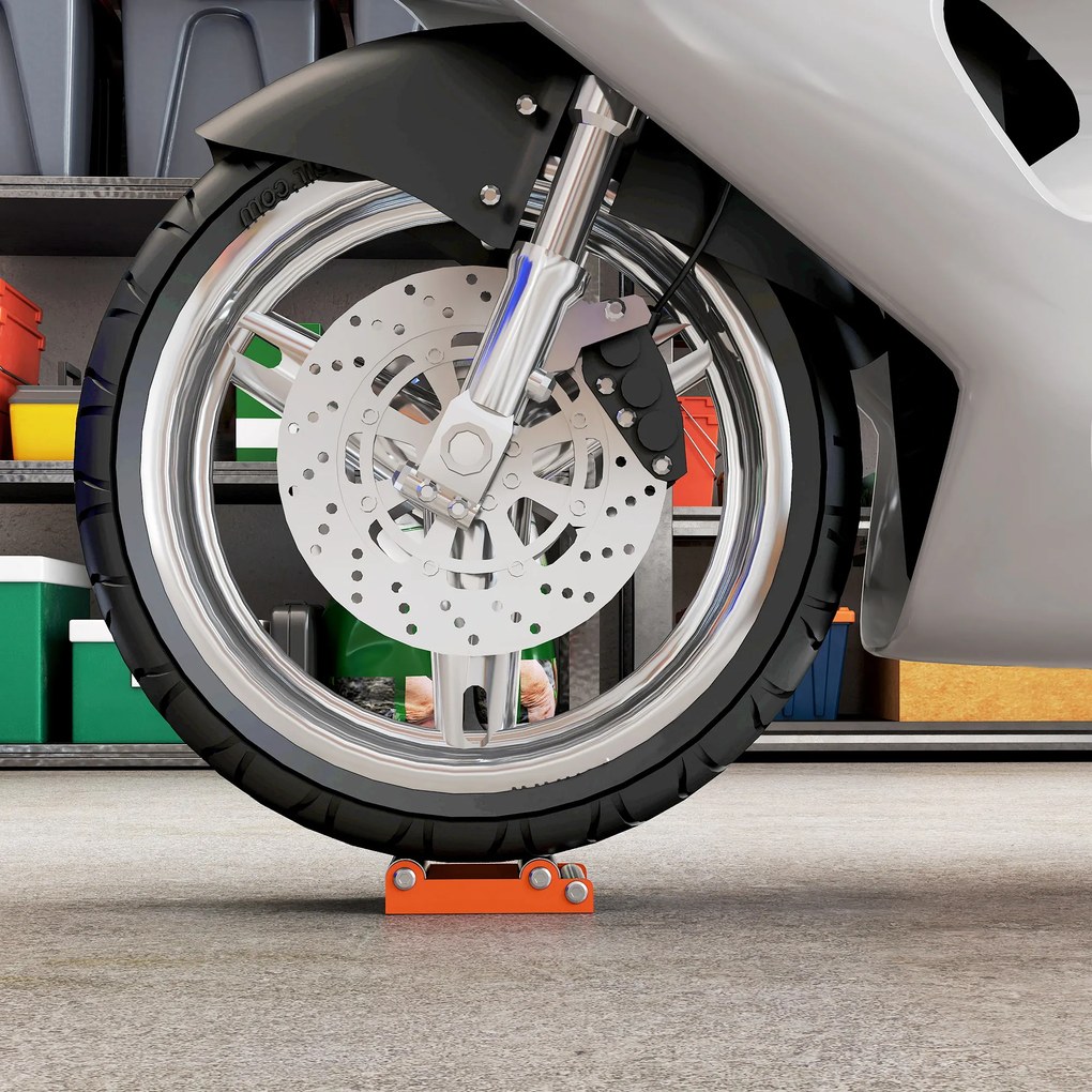 HOMCOM Stojan na čištění motocyklových kol - pomůcka pro otáčení kol vzadu, pomoc při čištění pneumatik a péče o řetěz pro čištění pneumatik a mazání…