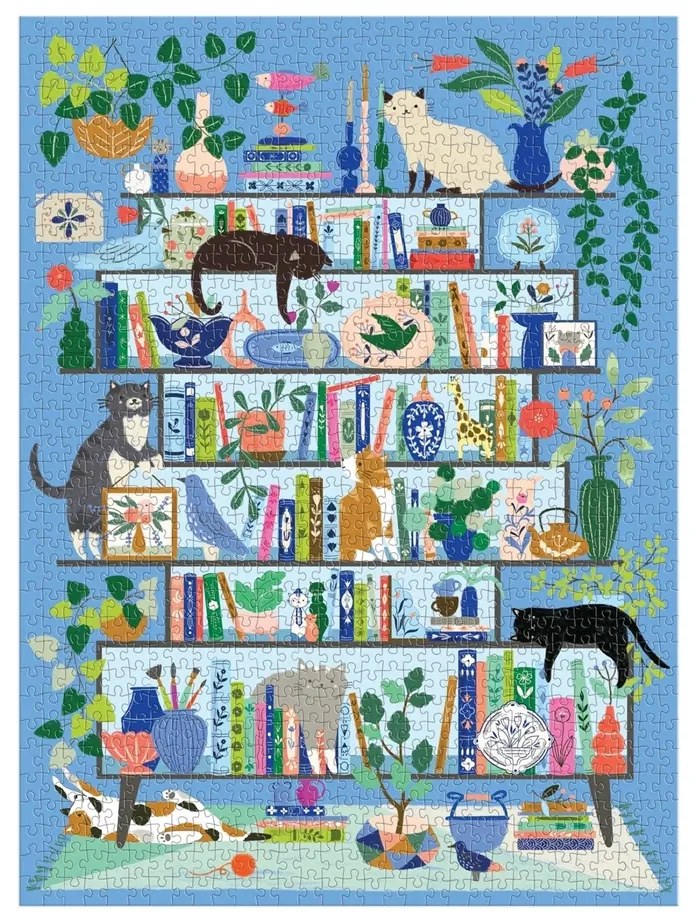 Galison Puzzle Kočičí knihovna 1000 dílků